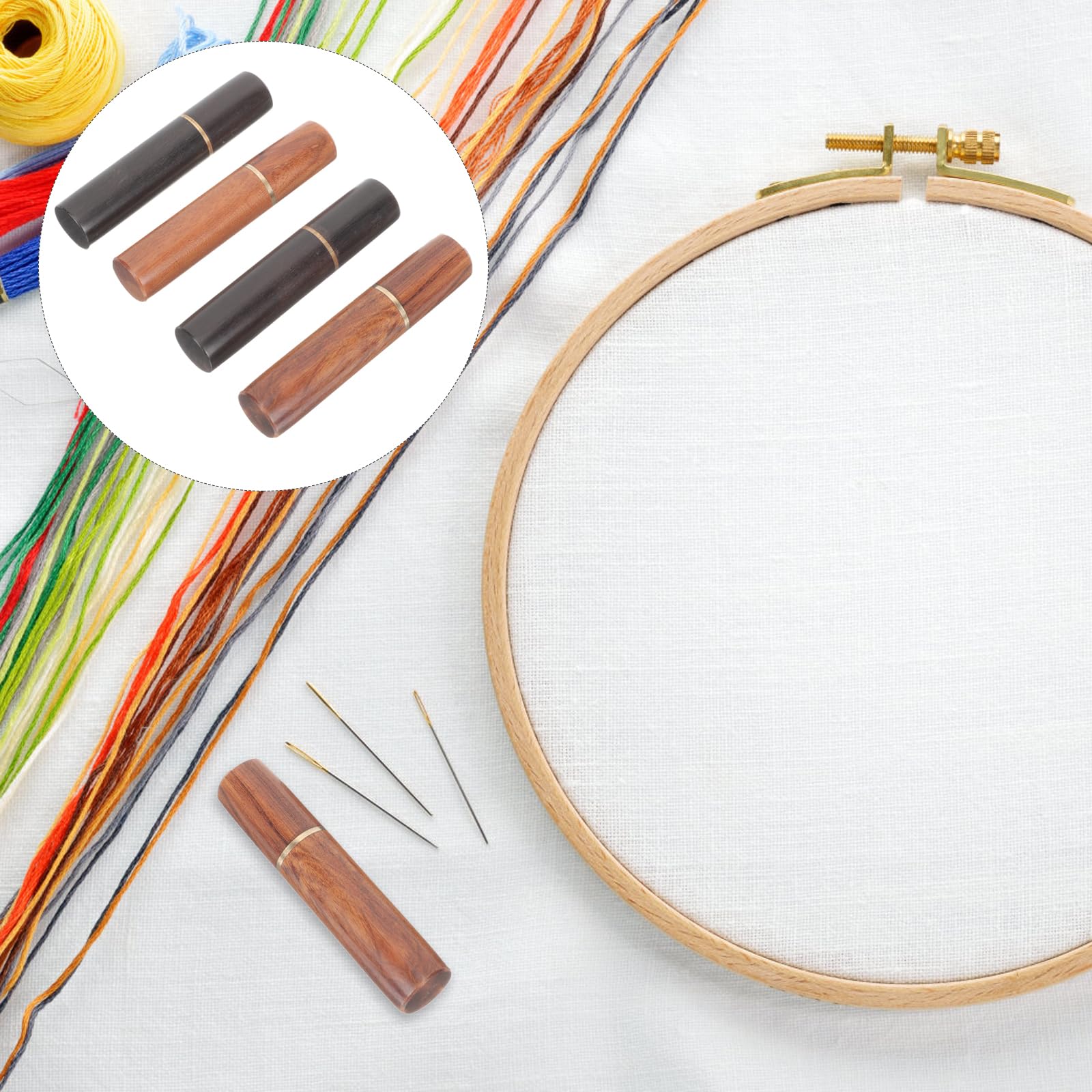 Ciieeo 16 Pcs Wooden Needle Wooden Needle Case Tube Needle Storage Tube Sewing Needles Container Case Sewing Needles