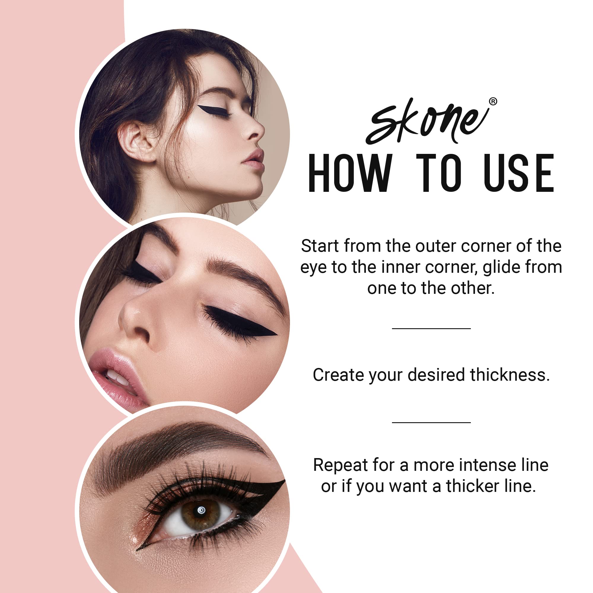 Skone Cosmetics Insanely Intense Tattooed Eyeliner - Smudge Proof & Sweat Proof Liquid Eyeliner Felt Tip Applicator - Pigmented Liquid Eye Liner Makeup - Waterproof Tattoo Eyeliner -Jet Black (0.07oz)