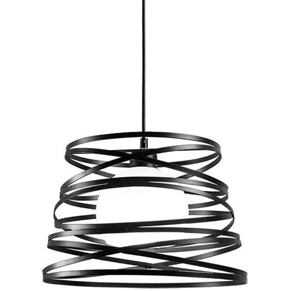 DULAB Wrought Iron Spiral Decorative Pendant Lamp, Retro Creative Black Lampshade Hanging Light, Ceiling Lighting Fixture,Chandelier is English Porch Bedroom Homestay.