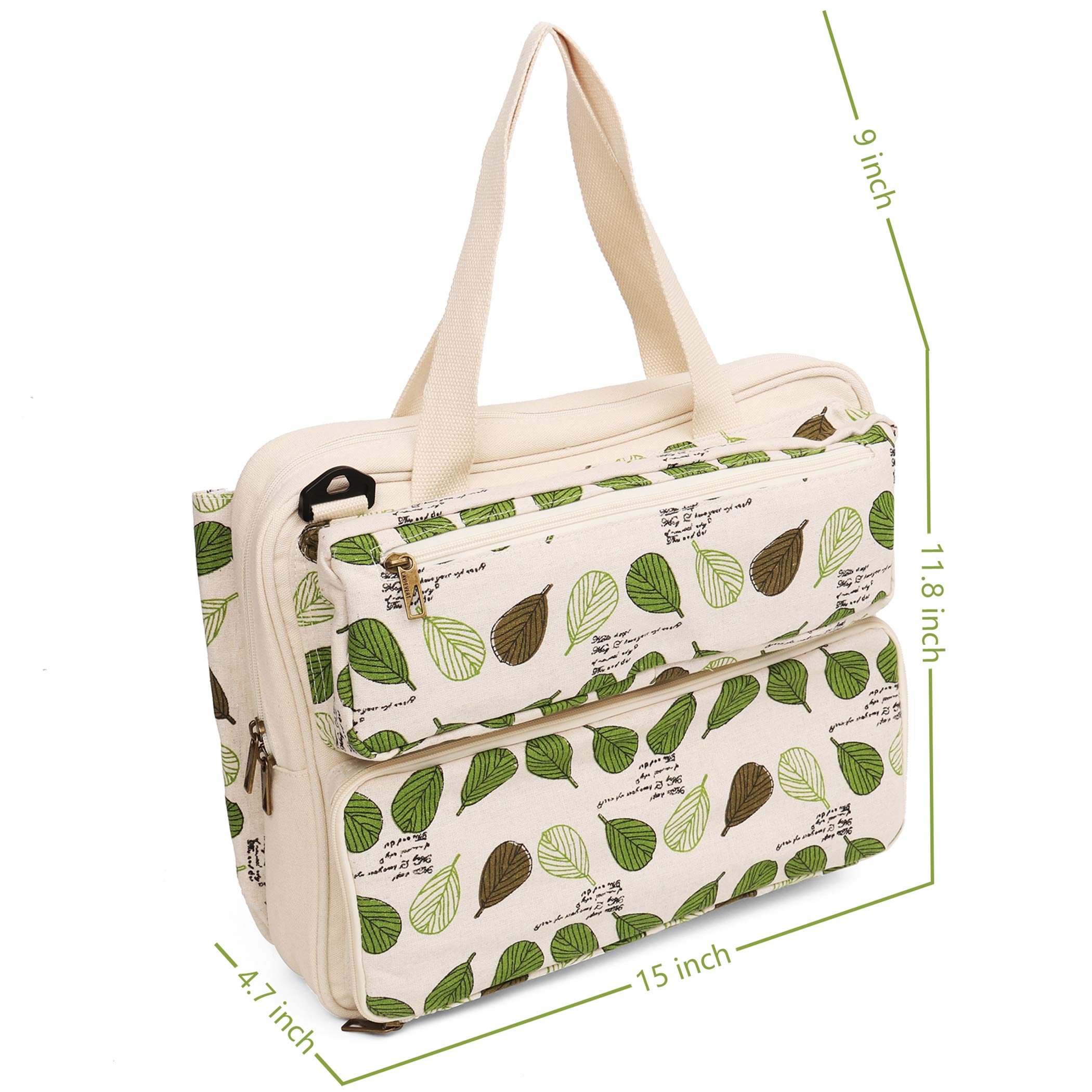 Lavievert Knitting Tote Bag Yarn Storage Bag for Carrying Projects, Knitting Needles, Crochet Hooks and Other Accessories