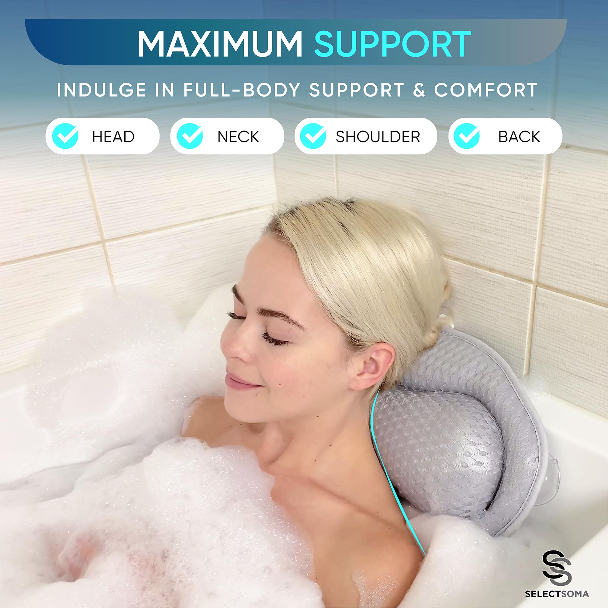Bath Pillows for Tub Neck and Back Support - Bath Pillow for Bathtub - Bath Tub Pillow Headrest - Spa Pillow for Bathtub and Hot Tub - Bathtub Accessories for Women β Bath Cushion for Tub Adult
