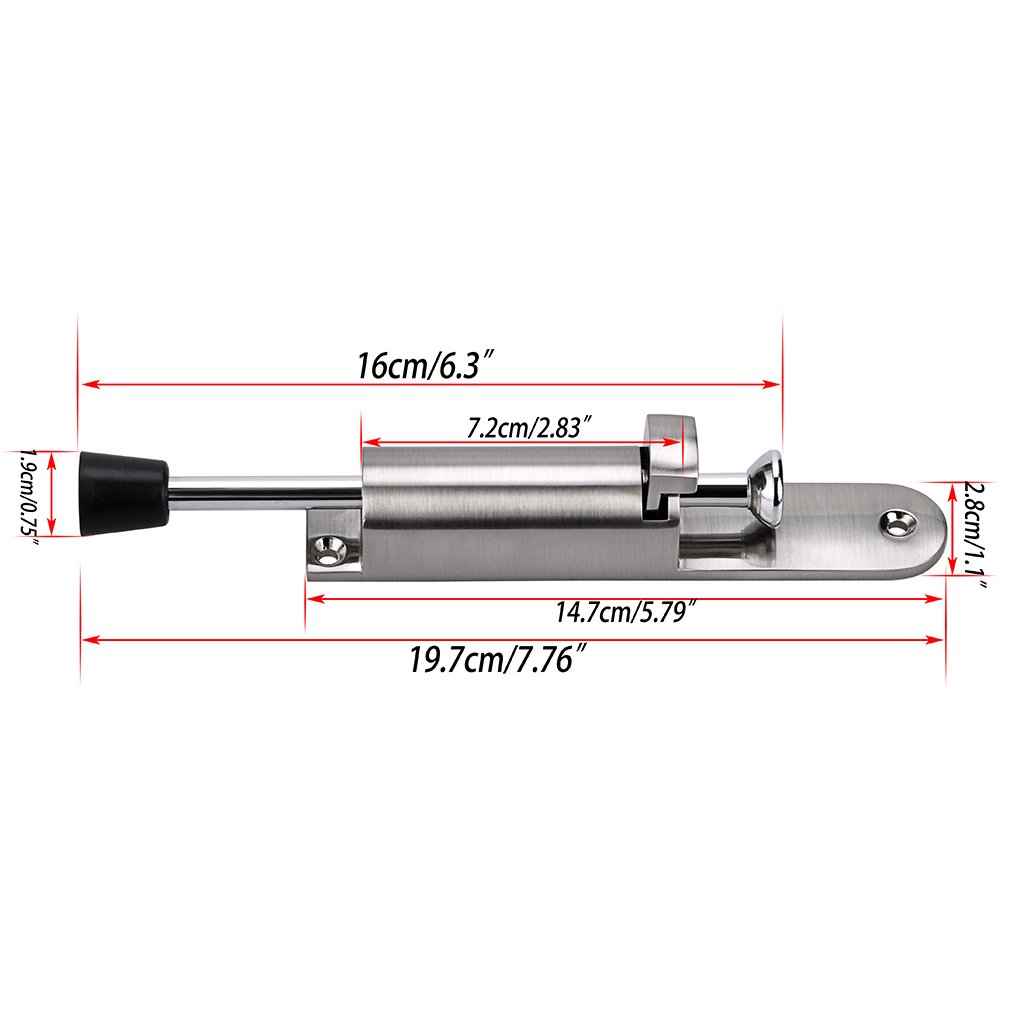 Sumnacon Kickdown Door Stop - Stainless Steel Easy Step Door Stopper, Spring Loaded Telescopic Step On/Off Door Stopper Rubber, Adjustable Heavy Duty Door Locks Holder Stop/Release by Foot, Silver