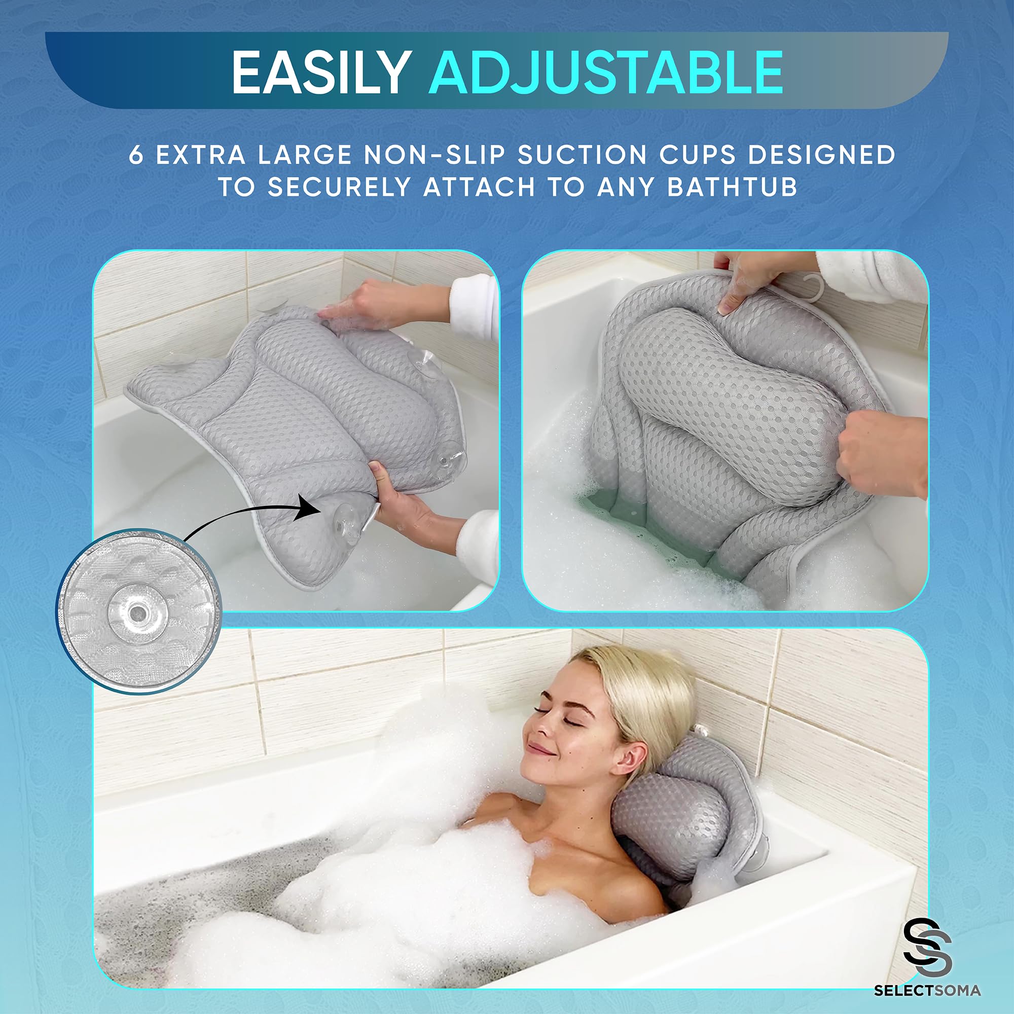 Bath Pillows for Tub Neck and Back Support - Bath Pillow for Bathtub - Bath Tub Pillow Headrest - Spa Pillow for Bathtub and Hot Tub - Bathtub Accessories for Women β Bath Cushion for Tub Adult