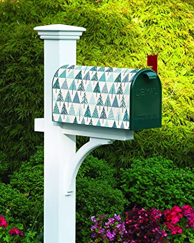 Christmas Mailbox Cover Magnetic Christams Xmas Tree Tile Pattern Pine Simple Strokes Post Box Cover Waterproof Durable Mailbox Wraps for Farmhouse Outdoor Garden Home Decor Standard Size 25 X 21in