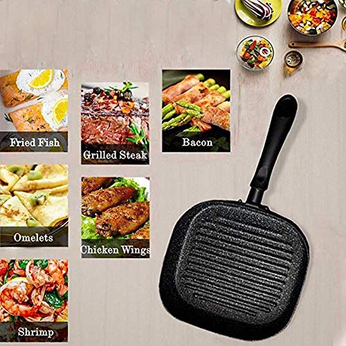 9in Aluminum Non-Stick Square Grill Pan Steak Fry Pans Multi-Function Snowflake Striped Frying Pan