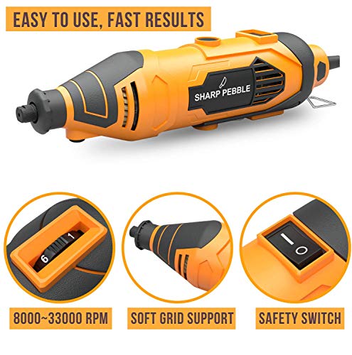 Sharp Pebble Electric Chainsaw Sharpener Kit - Comes with Chain Saw Sharpener Tool, 4 File Size Diamond Sharpening Wheels, Angle Attachment, Wrench & eBook.