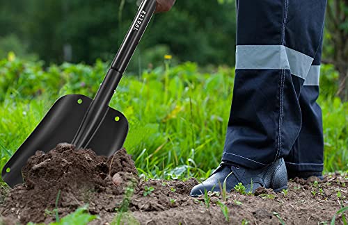 YOHEER Aluminum Utility Shovel, 3 Sections Detachable Snow Shovel Perfect for Autocross , Camping and Other Outdoor Activities (Black)