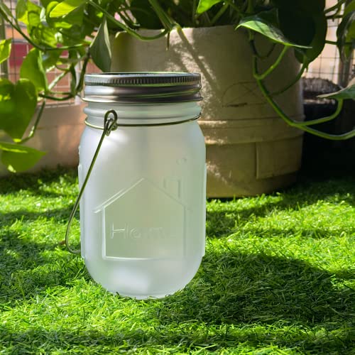 Solar Mason Jar Flame Lantern Lights ,4 Pack LED Flickering Flame Effect Light,Solar Lanterns for Outdoor Patio Party Garden Wedding Christmas Decor Lights(Mason Jars/Handles Included)