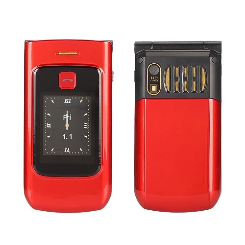 Senior Cell Phone, Flip Design, Dual Screens, Big Buttons, Clear Sound, SOS with GPS, 4G Unlocked (Red)