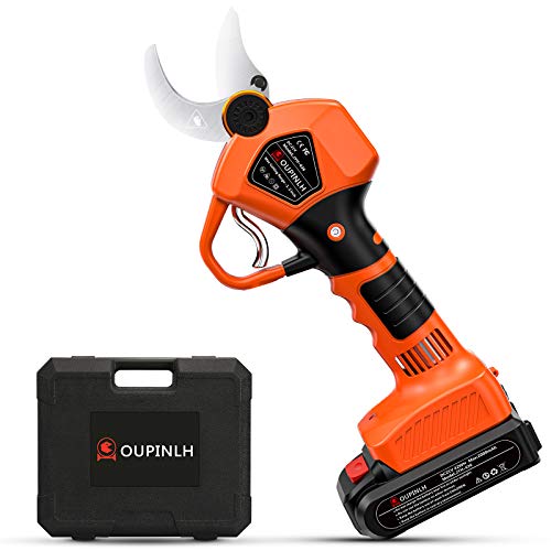 OUPINLH Electric Pruning Shears with 2 Pcs 21V Compact Battery 2000mAh 1.2 Inch(30mm) Cutting Diameter Cordless Battery Powered Pruner for Garden Branch 6-8 Working Hours