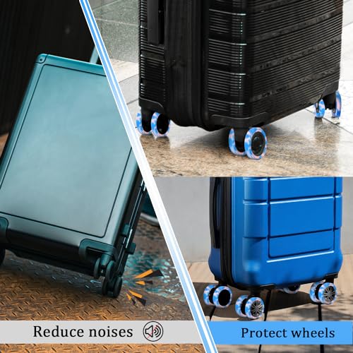 lasuroa 8pcs Luggage Wheel Covers, Portable Silicone Luggage Wheel Protector Covers Noise-Proof Luggage Spinner Wheel Covers for Most 8 Caster Luggage, Blue + Pink