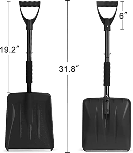 Snow Shovel for Driveway, Portable Snow Shovel with Handle and Large Capacity for Snow Removal, Lightweight Sport Detachable Shovel for Car Emergency Camping Garden