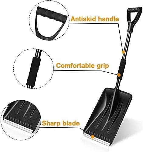 Snow Shovel for Driveway, Portable Snow Shovel with Handle and Large Capacity for Snow Removal, Lightweight Sport Detachable Shovel for Car Emergency Camping Garden