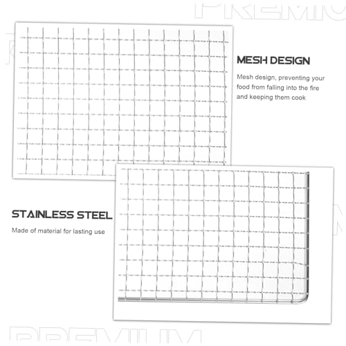 IFANLANDOR 1 Pc Stainless Steel Grill Grilling Grid Roasting Rack Charcoal Grill Grate BBQ Wire mesh Stainless Steel mesh mat Smoker mesh Grate Charcoal BBQ Barbecue Mesh Camping Smoky