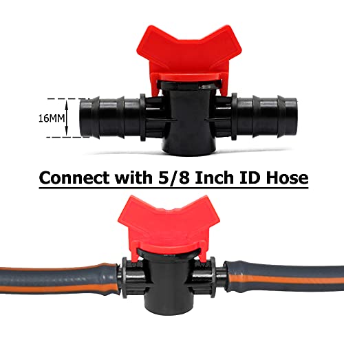 JoyTube 5/8" Drip Irrigation Switch Valve, Barbed Ball Valve for Garden Drip Irrigation Aquarium, 3 Pcs