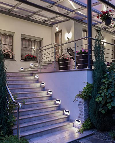 Treela 16 Pack Solar Step Lights Waterproof Stair Lights, Each One with 30 LED Lights, Outdoor Driveway Lights for Yard Fence Driveway Walkway Garden (Cold White Light)
