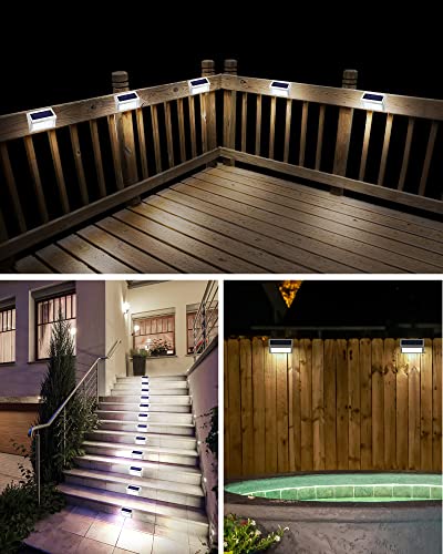 Treela 16 Pack Solar Step Lights Waterproof Stair Lights, Each One with 30 LED Lights, Outdoor Driveway Lights for Yard Fence Driveway Walkway Garden (Cold White Light)