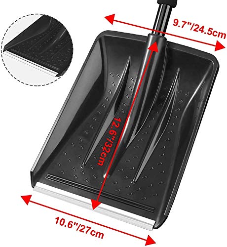 XIAOCAI Snow Shovel for Car, Large-Capacity Foldable Lightweight Aluminum Telescopic Portable Snow Shovel, Parent-Child Playing Snow, Shovel for Garden, Car, Camping with Extra Ice Scrape(Black)