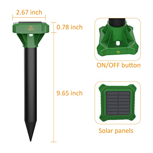 Careland Outdoor Mole Repellent Solar Powered Ultrasonic Gopher Repeller Stake Sonic Groundhog Deterrent Spike (8)