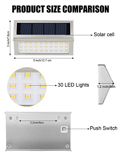 Treela 16 Pack Solar Step Lights Waterproof Stair Lights, Each One with 30 LED Lights, Outdoor Driveway Lights for Yard Fence Driveway Walkway Garden (Cold White Light)