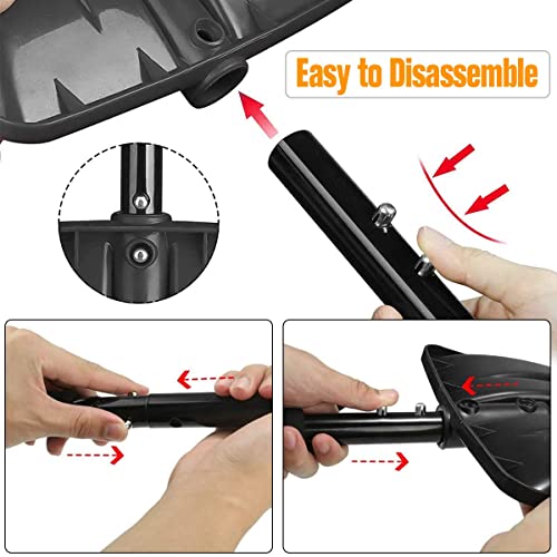 XIAOCAI Snow Shovel for Car, Large-Capacity Foldable Lightweight Aluminum Telescopic Portable Snow Shovel, Parent-Child Playing Snow, Shovel for Garden, Car, Camping with Extra Ice Scrape(Black)