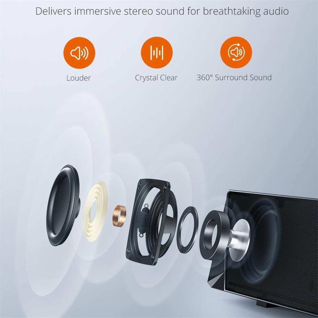 IRDFWH Sound Bar Gaming Speaker &Wired 14W Powerful Drivers Subwoofer RGB Light Soundbars for PC Phone