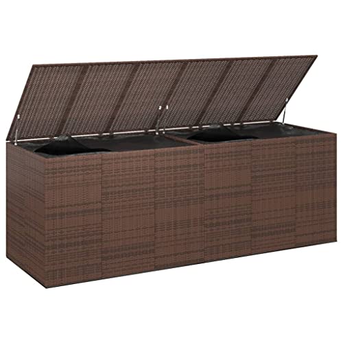 loibinfen Outdoor Patio Garden Storage Box Large Deck Box PE Rattan Patio Storage Box Garden Storage Chest Container Storage Organizer Cabinet for Lawn Backyard,114.6"x39.6"x40.9" Brown