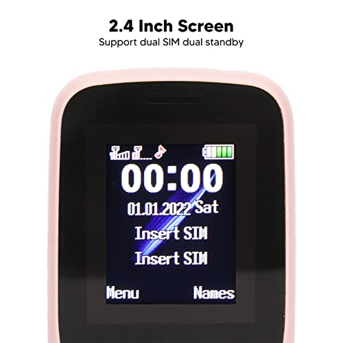 PUSOKEI 2G Cell Phones, Dual SIM Smartphone, Unlocked Phone Support Flashlight Camera Recording, 2G GSM Phone for The Elderly Parents, 2.4 Inch Screen, Big Buttons (Pink)