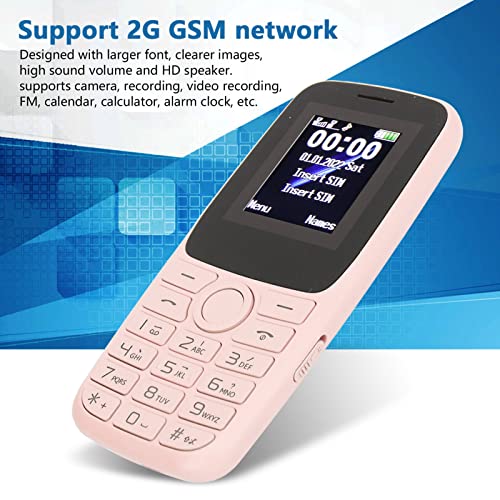 PUSOKEI 2G Cell Phones, Dual SIM Smartphone, Unlocked Phone Support Flashlight Camera Recording, 2G GSM Phone for The Elderly Parents, 2.4 Inch Screen, Big Buttons (Pink)