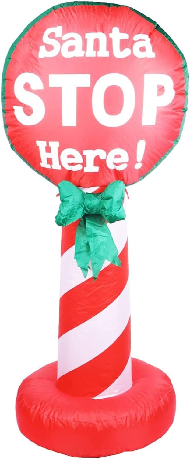Christmas Inflatable Decorations Christmas Inflatable Santa Stop Here Sign, 4.1 ft Blower LED Light Holiday Merry Christmas Yard Décor for Outdoor Indoor Home Garden Yard Lawn Decorations