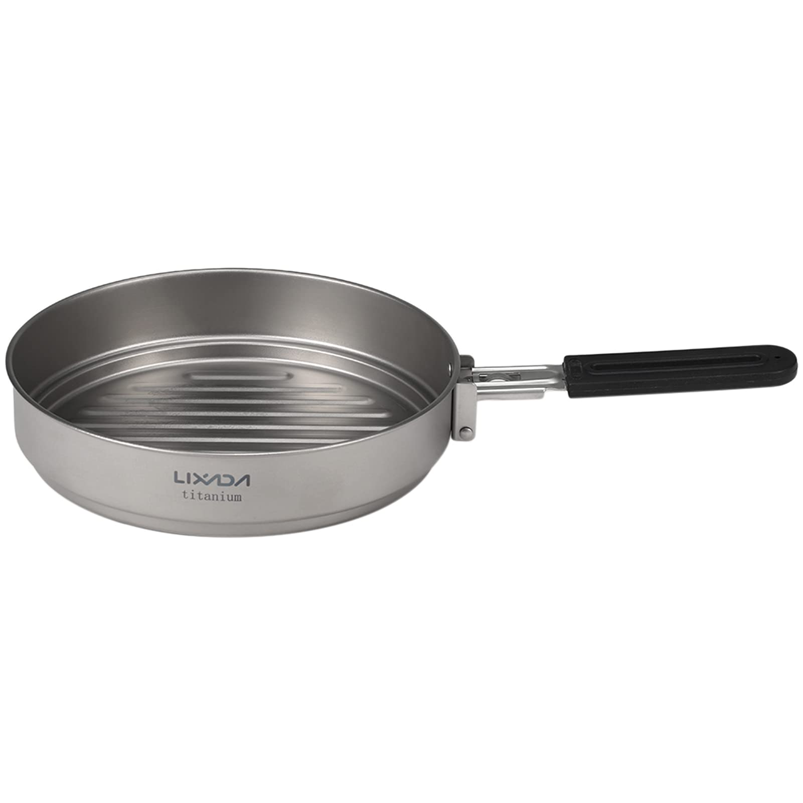 fangzi Frying pan, 1100ml Titanium Fry Pan Ultralight Grill Frying Pan with Folding Handle for Outdoor Cooking Camping Hiking Backpacking