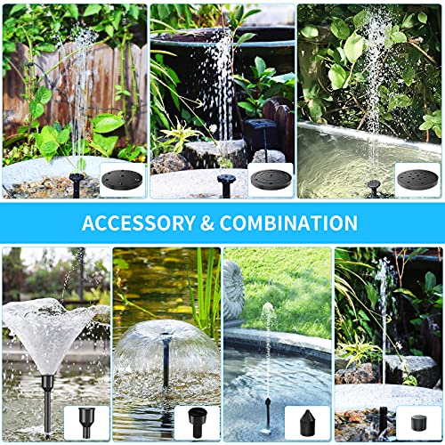 Solar Water Fountain Outdoor, 12 Watt Solar Fountain Pump Kit, Solar Water Pump Kit Adjustable with 7 Water Styles for Garden Fish Pond Pool Hydroponics Bird Bath