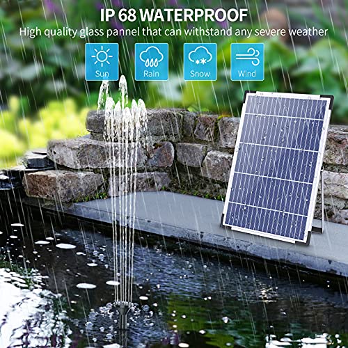 Solar Water Fountain Outdoor, 12 Watt Solar Fountain Pump Kit, Solar Water Pump Kit Adjustable with 7 Water Styles for Garden Fish Pond Pool Hydroponics Bird Bath