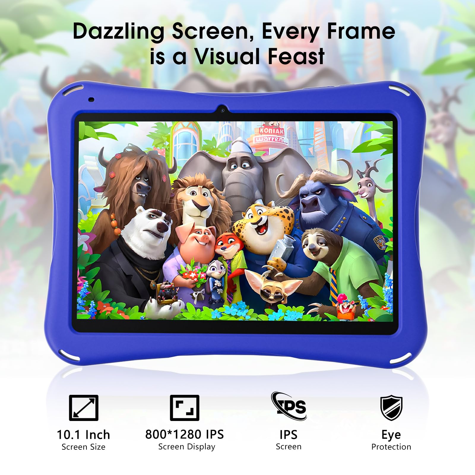 SGIN 10 Inch Tablet for Kids, Android 12 Kids Tablet with Kids Case, 2GB RAM 64GB ROM, 5000mAh, 1280 * 800 Display, Dual Camera, WiFi, Educational Games, Yellow Butterfly Handle