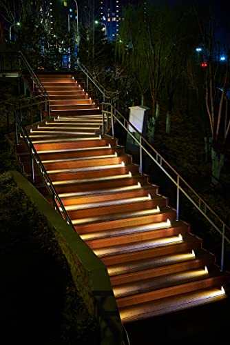 ZONGXFF LED Solar Stair Light, Outdoor Step Light, Solar Step Light Outdoor Waterproof, Wiring-Free, Automatic on/Off, Warm White 2-Piece Light All Night for Garden Driveway