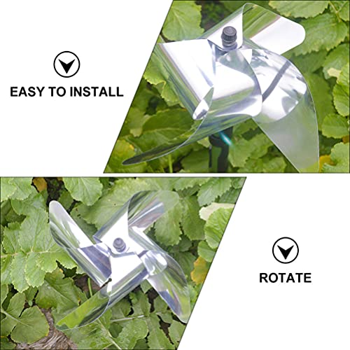 generic 2pcs Reflective Pinwheels with Stakes Bird Blinder Deterrent Windmill Scare Birds Device Away Sparkly Pin Wheel for Garden Outdoor Yard Decoration