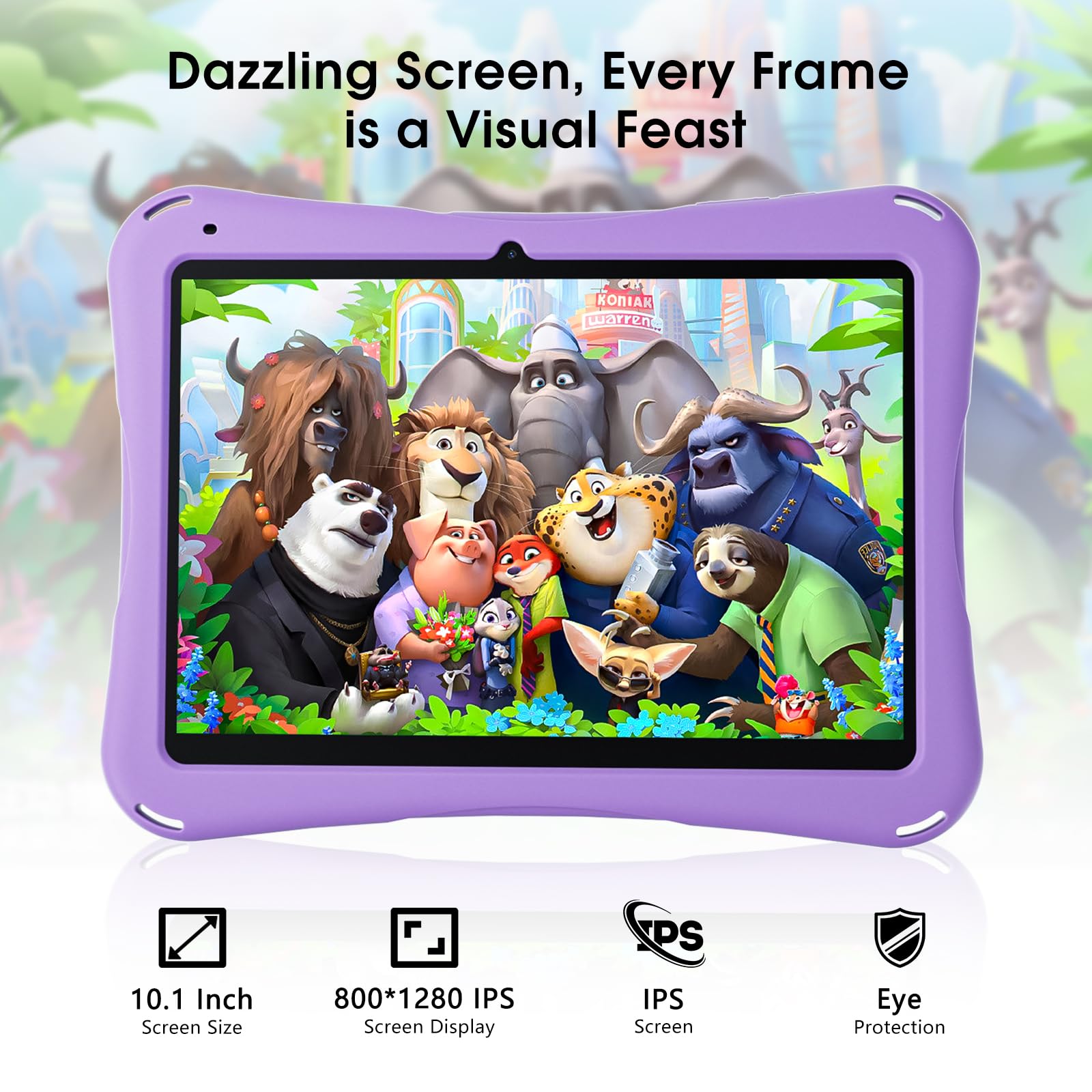SGIN Tablet for Kids, 10 Inch Android 12 Kids Tablet with Kids Case, 2GB RAM 64GB ROM, 5000mAh, 1280 * 800 Display, Dual Camera, WiFi, Educational Games, Blue Butterfly Handle