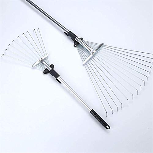 ZRSJ Leaf Fan Rake, Leaf Rake, Garden Leaf Rake with Retractable Gardening Weed Cleaner Rake for Leaf Grass Paddock Collecting Loose Debris in Lawn and Yard (Size : A)