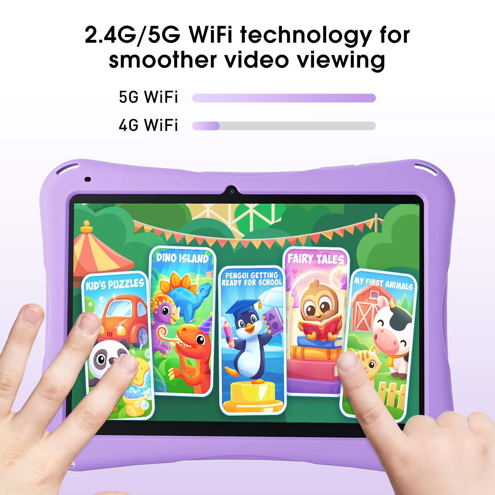 SGIN Tablet for Kids, 10 Inch Android 12 Kids Tablet with Kids Case, 2GB RAM 64GB ROM, 5000mAh, 1280 * 800 Display, Dual Camera, WiFi, Educational Games, Blue Butterfly Handle