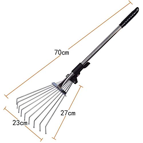 ZRSJ Leaf Fan Rake, Leaf Rake, Garden Leaf Rake with Retractable Gardening Weed Cleaner Rake for Leaf Grass Paddock Collecting Loose Debris in Lawn and Yard (Size : A)