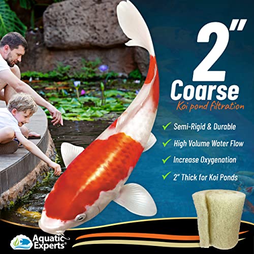 Aquatic Experts Cream COARSE Pond Filter Pad - 2 inch Thick - Bulk Roll Water Garden Filter Pond Media - Made in USA (12" x 36")