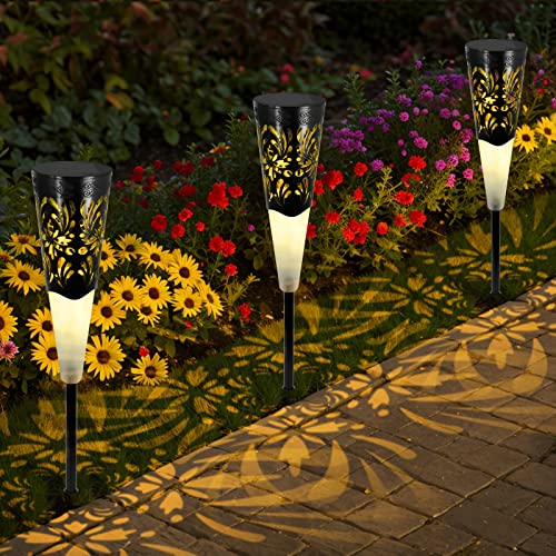 DLAOUM Solar Pathway Lights 8 Pack,Color Changing&Warm White Solar Lights Outdoor,IP65 Waterproof Solar Garden Lights Solar Powered LED Landscape Lighting for Patio, Lawn, Yard Decoration