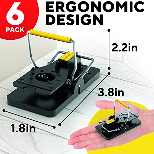 Instant Mouse Mice Traps Pack of 6 - for House, Indoor & Outdoor - Easy Setup & Reusable w/Powerful Spring - Quick & Effective Mousetrap Catcher, Best Traps to Remove Unwanted Rodent from Your Home