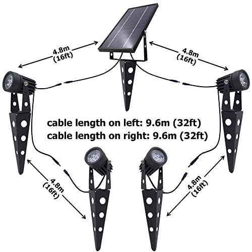 4-Spotlight Mini 50X Solar-Powered LED Spotlight (Warm White LED), Black Finish, Outdoor Garden Yard Landscape Downlight