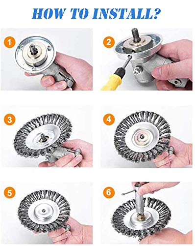 QHALEN 8 Inches Heavy Duty Steal Wire Brush Cutter Trimmer Head with Adapter Kit for String Trimmers, Rust Removal, Lawn Mower
