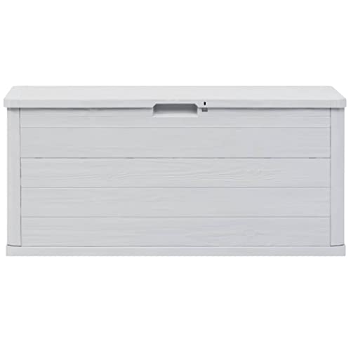 FIRBNUS Patio Storage Box 46.1"x17.7"x22" Gray Plastic Storage Chest Durable Materials Toolbox Both Indoor and Outdoor Use Garden Pool Box Storing Away Cushions Pillows Blankets Toys
