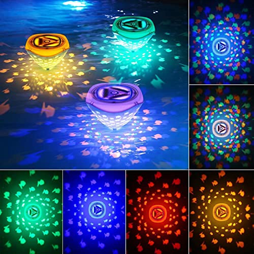 Melody of Love Floating Pool Lights for Swimming Pool Colorful Fish Lamp Underwater LED Lights for Inground Pools Waterproof Pool Light That Float for Disco Pool Pond Fountain Garden Party Decoration