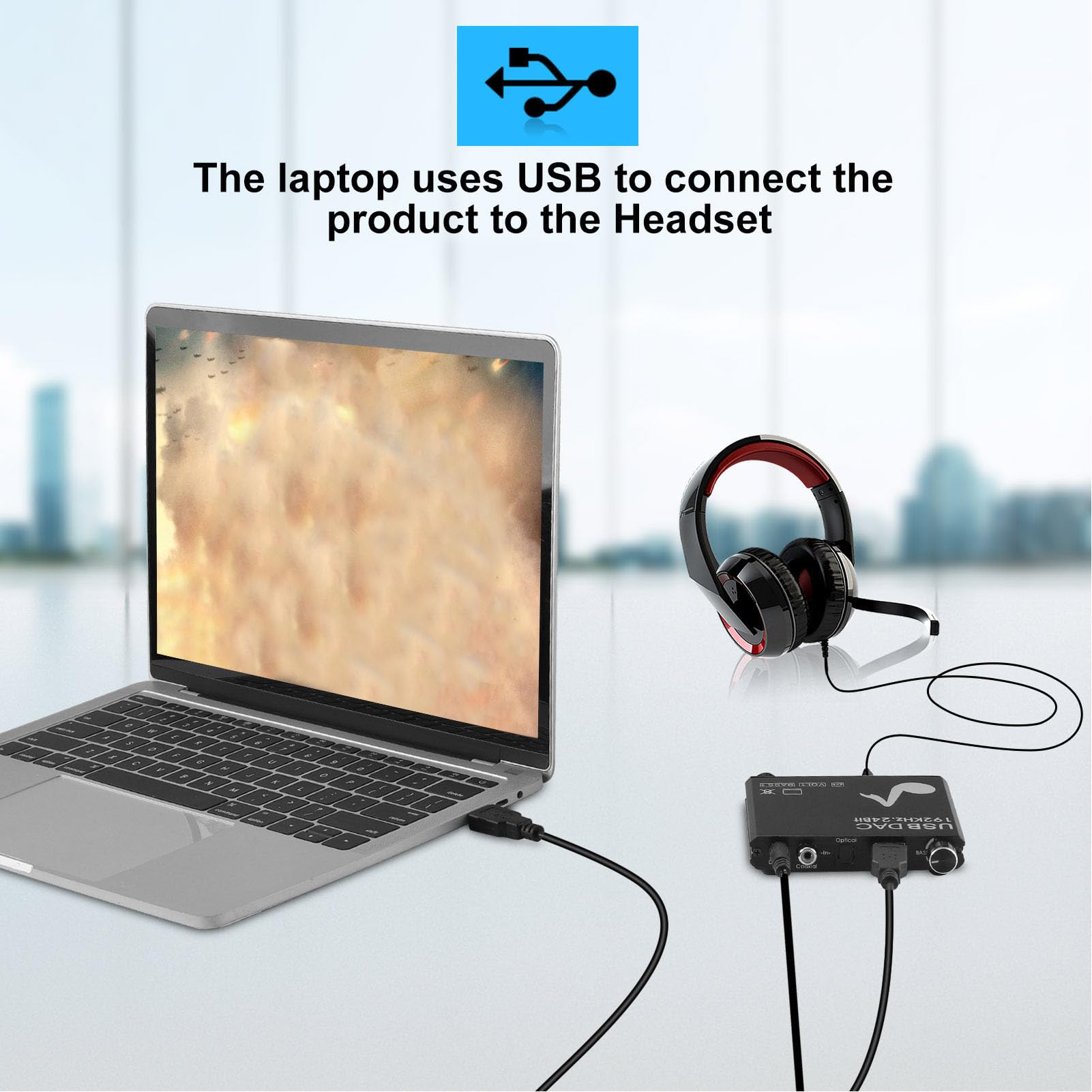 Tgoon Digital to Analog Sound Converter, Professional Chip Aluminum Alloy 94DB Powerful Stereo Sound Direct Drive Earphone Multi Function Sound Converter for Home