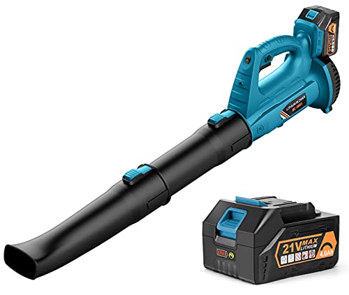 Cordless Leaf Blower - BHY 320 CFM 150 MPH Battery Leaf Blower with 4.0Ah Battery & Charger, 2 Section Tubes, 6 Dials, Electric Leaf Blower for Dust, Snow Debris,Yard, Work Around The House