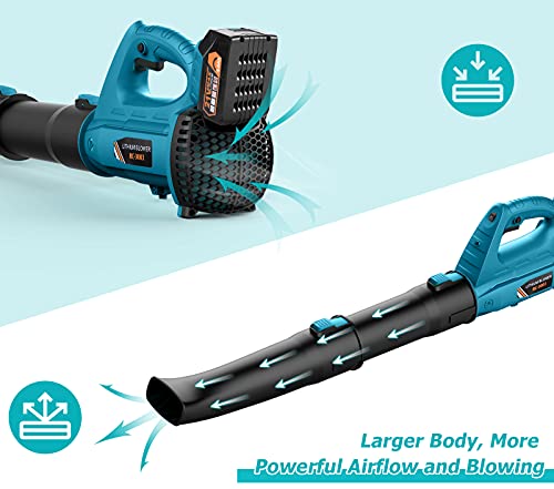 Cordless Leaf Blower - BHY 320 CFM 150 MPH Battery Leaf Blower with 4.0Ah Battery & Charger, 2 Section Tubes, 6 Dials, Electric Leaf Blower for Dust, Snow Debris,Yard, Work Around The House
